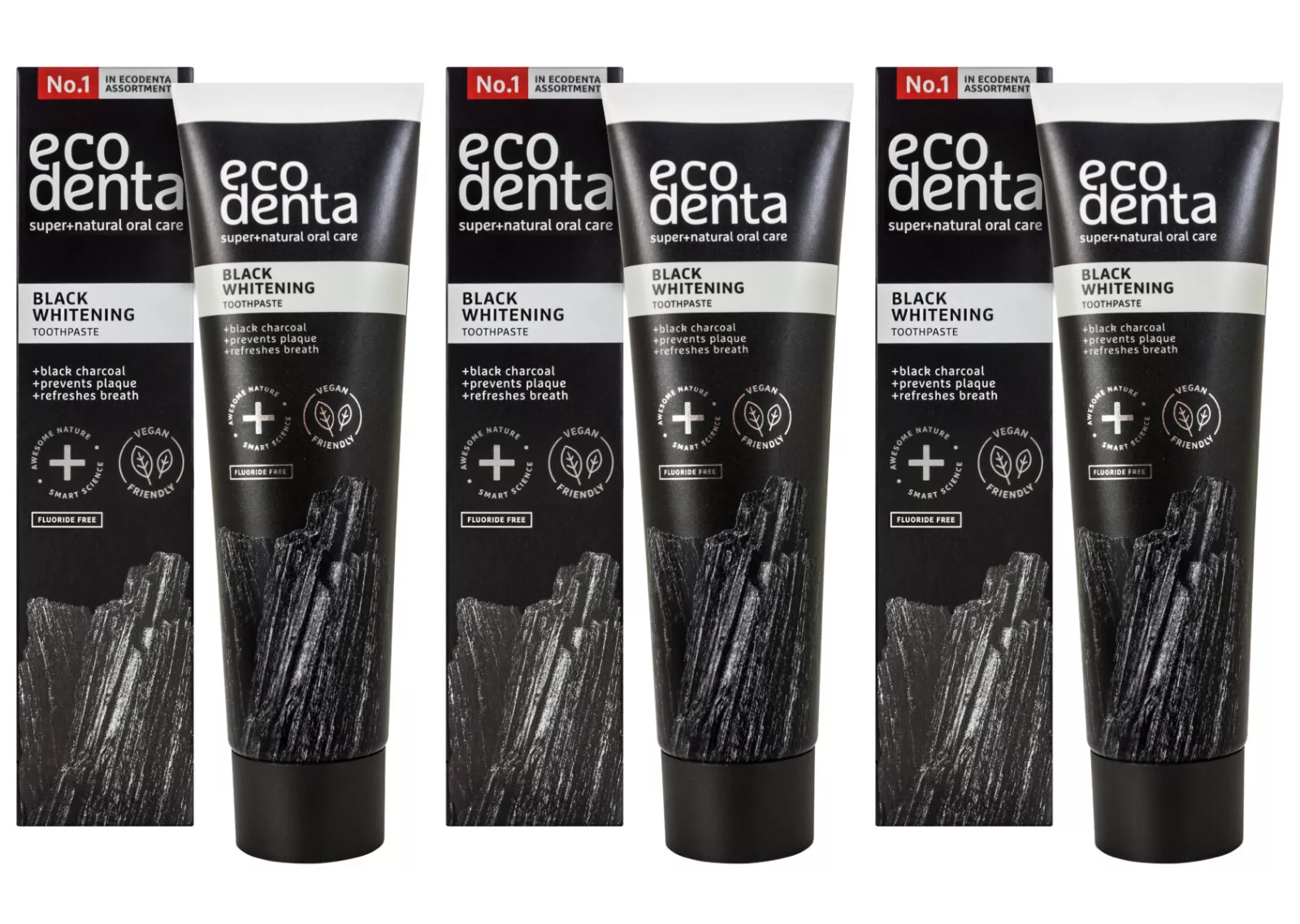 3x ECODENTA Super Natural Organic Black Whitening Charcoal & Teavigo ...